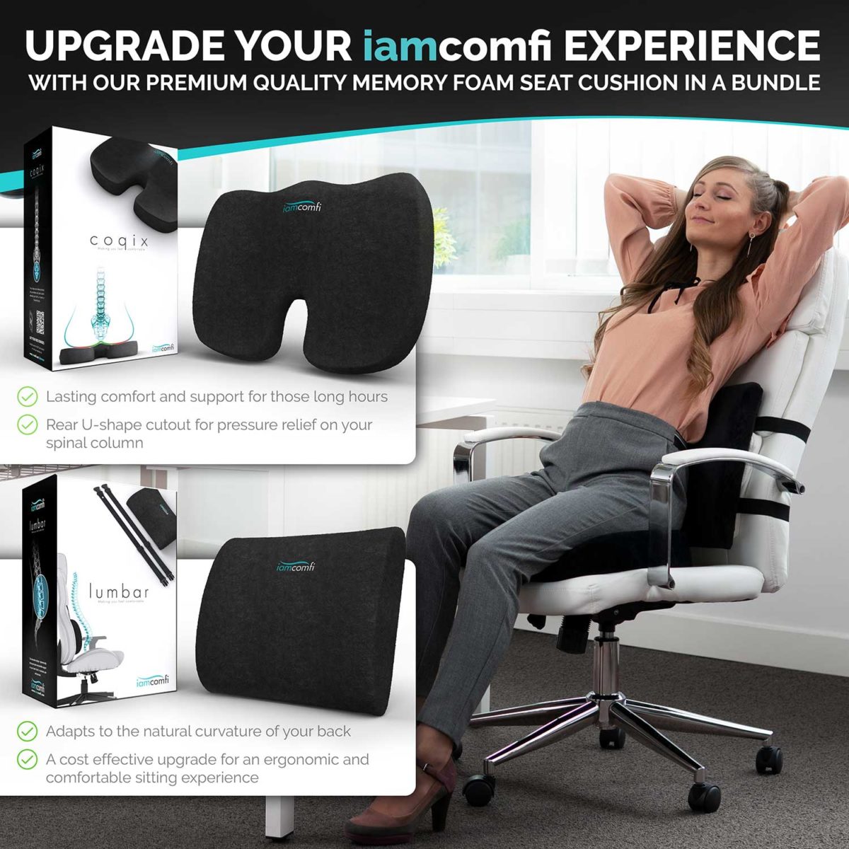 IAMCOMFI MEMORY FOAM LUMBAR CUSHION - SLIM 7CM - iamcomfi